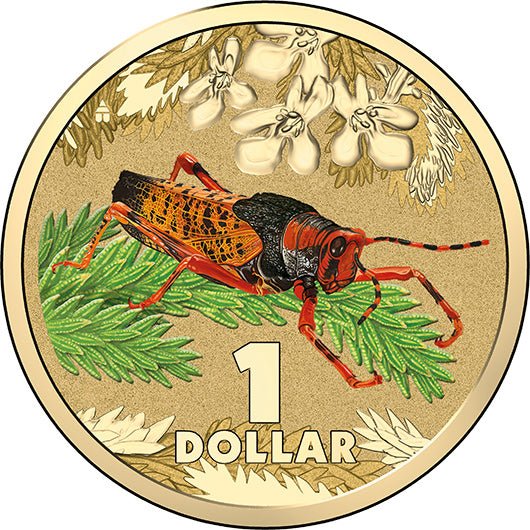 2014 $1 Bright Bugs Leichhardts Grasshopper Unc Coin | Direct Coins