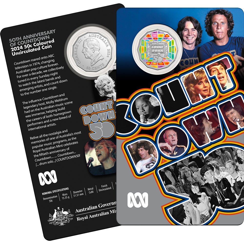 2024 50c 50th Anniversary Of Countdown Coloured Uncirculated Coin In ...