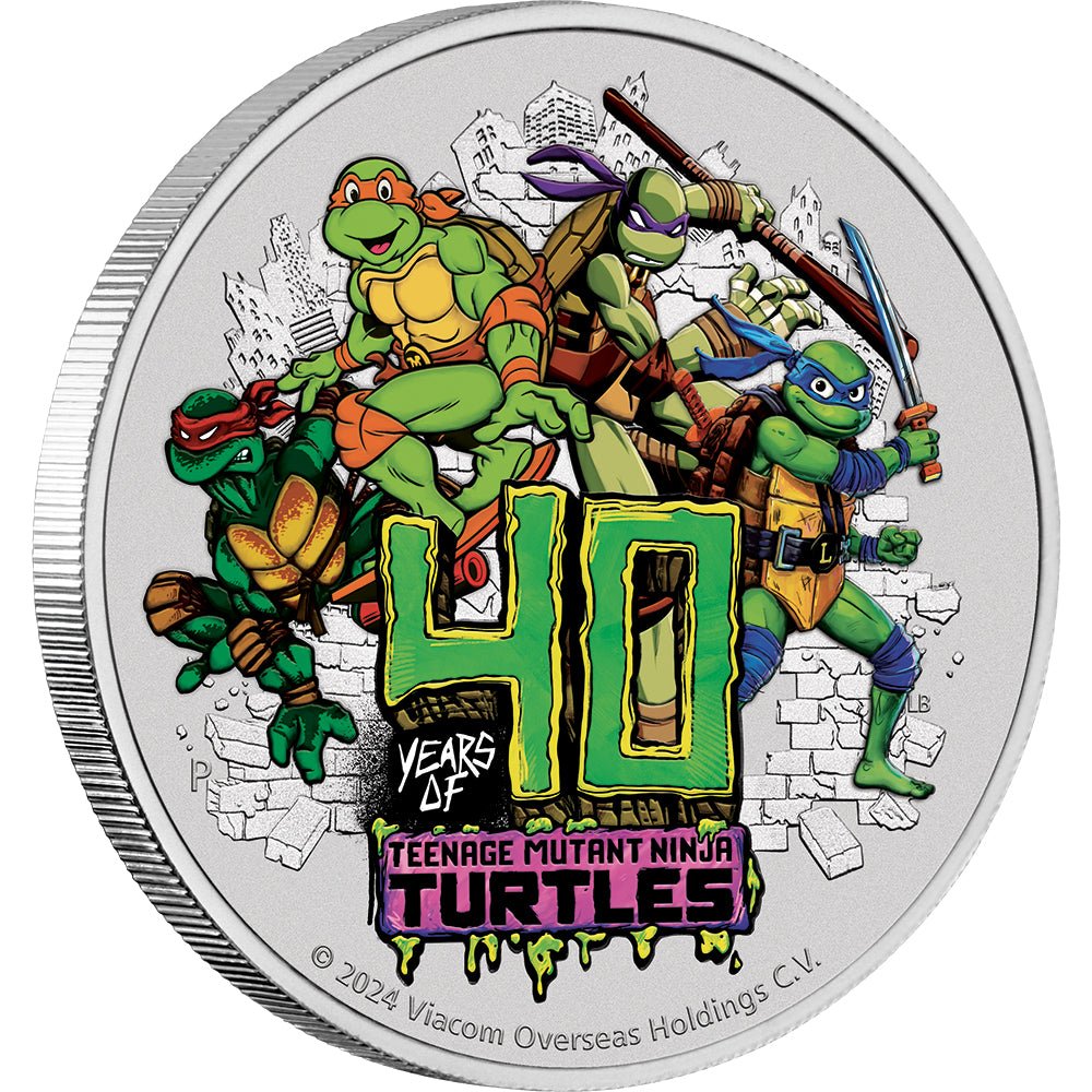 2024 Teenage Mutant Ninja Turtles 40th Anniversary 1oz Silver Coloured ...