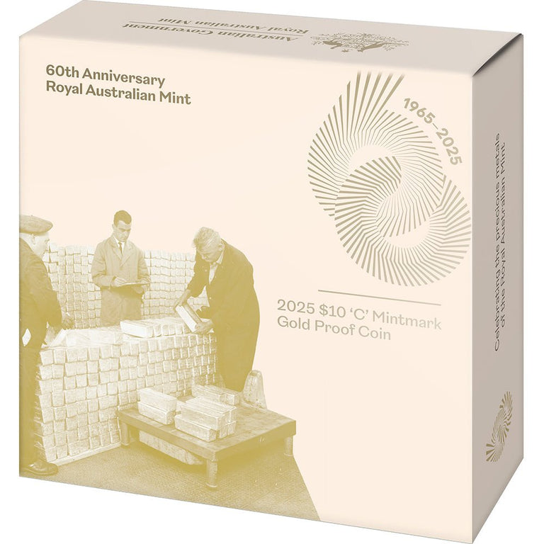2025 $10 60th Anniversary Of The Royal Australian Mint 'C' Mintmark Go ...