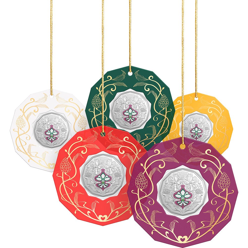 2025 50c Christmas Festive Florals Coloured Uncirculated Coin Set ...