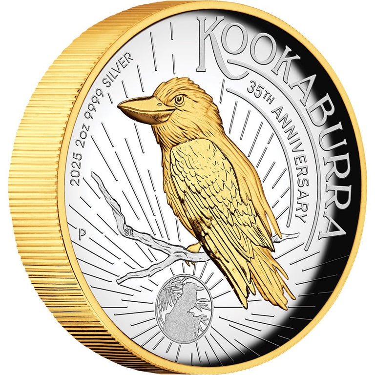 2025 Australian Kookaburra 2oz Silver Proof High Relief Gilded Coin ...