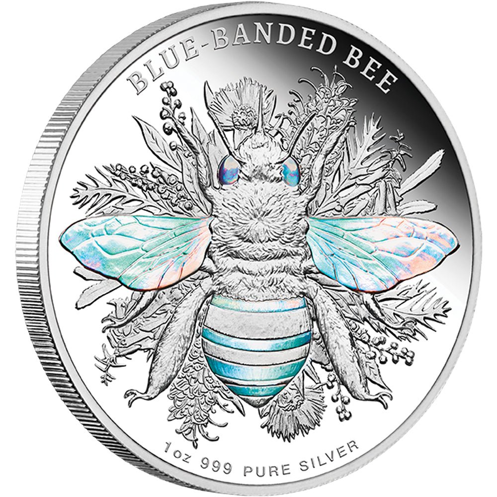 Australian Native Bees - Blue-Banded Bee 1oz Silver Proof Hologram Coin – Direct Coins