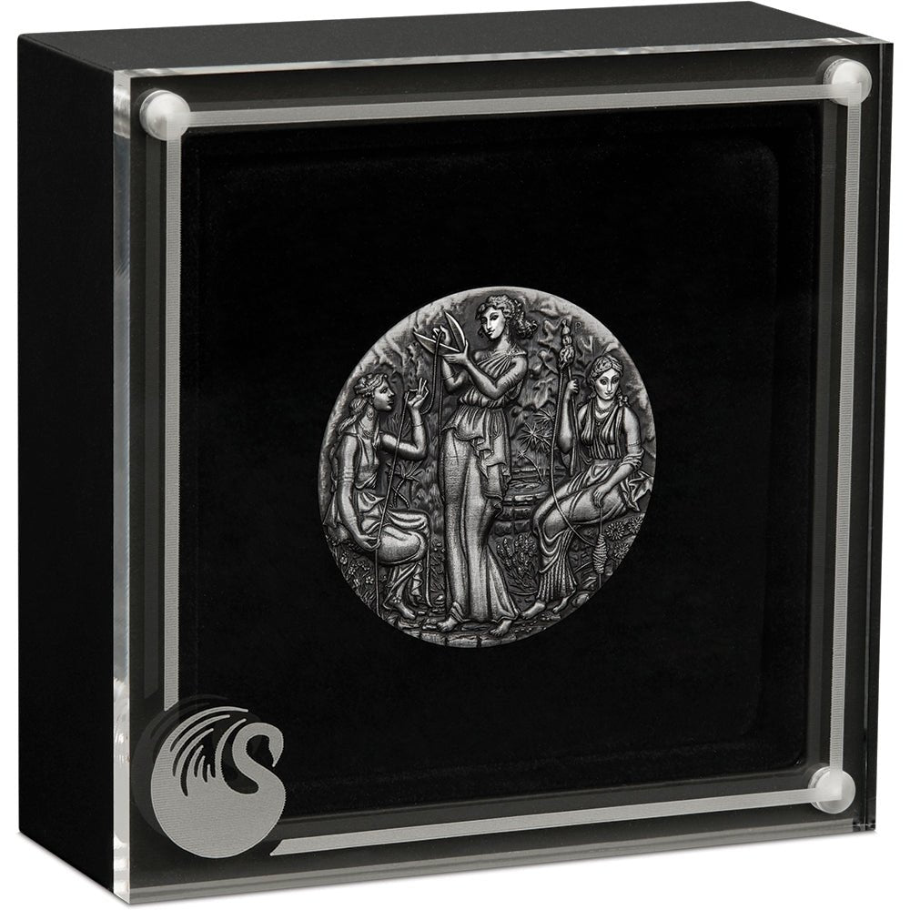 2025 Fate - The Moirai 2oz Silver Antiqued High Relief Coin – Direct Coins