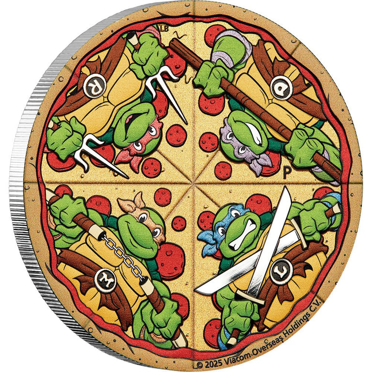 2025 Teenage Mutant Ninja Turtles 2oz Silver Coloured Pizza Coin ...