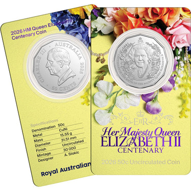 2026 50c HM Queen Elizabeth II - Centenary Of Birth Uncirculated Coin ...